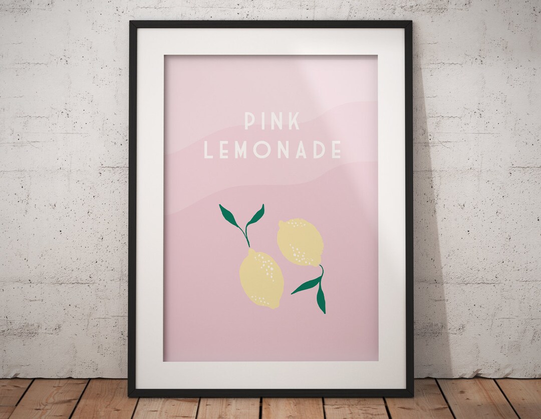Pink Lemonade Retro Print: Cheerful Lemon Wall Art (digital Download ...
