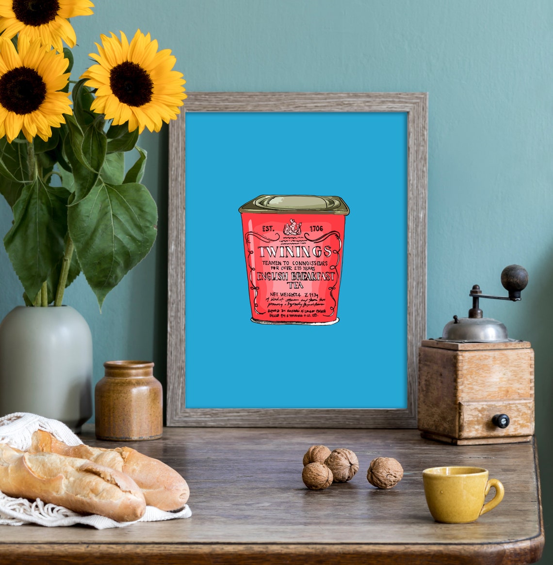 Iconic Twinings Tea Tin Illustrated Print Digital Art Print | Etsy