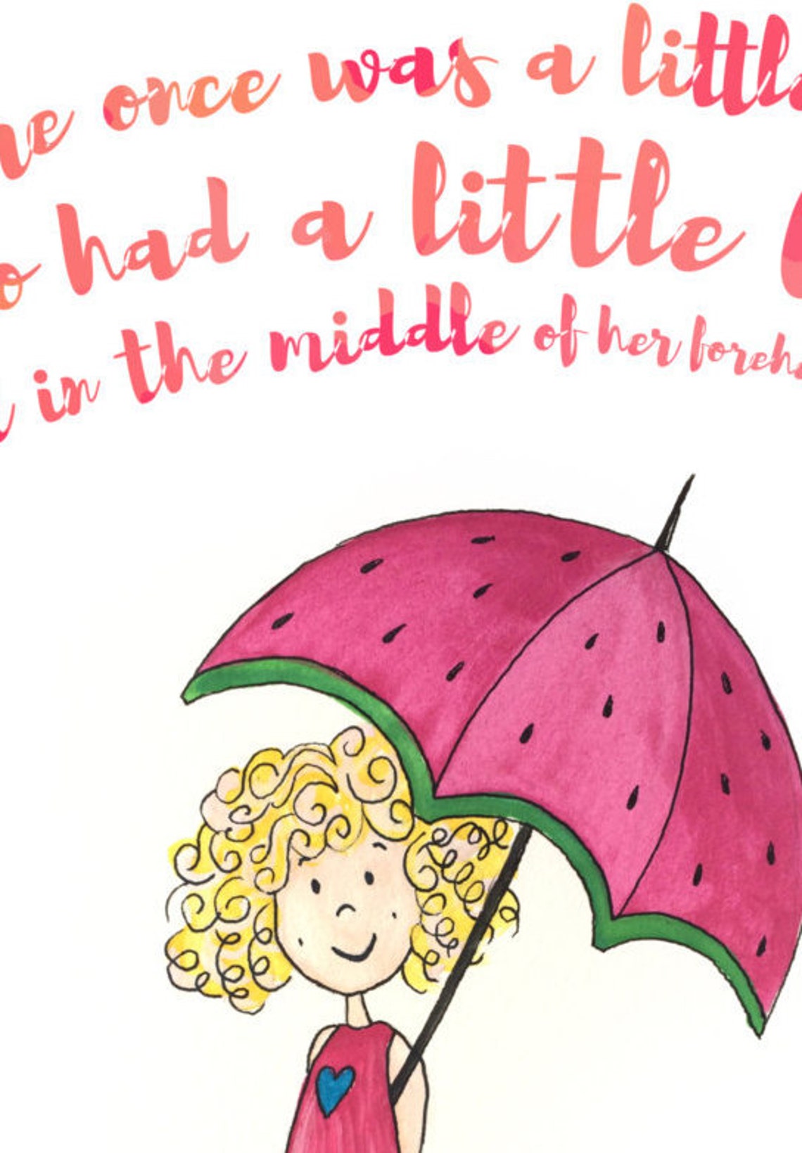 Curly Haired Girl Watercolor Print: Nursery Rhyme Art (digital Download ...