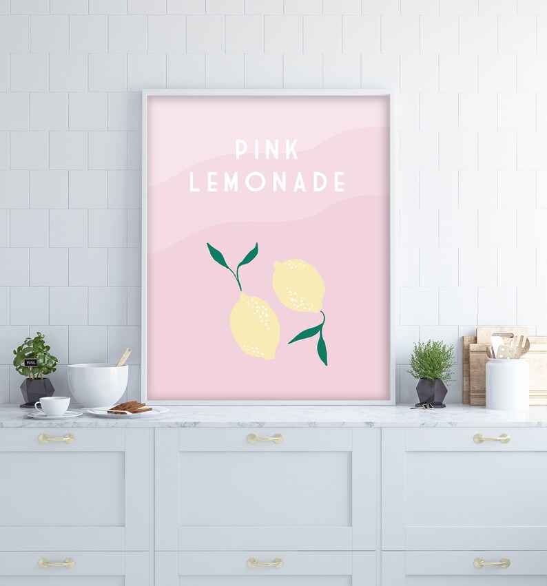Pink Lemonade Retro Print: Cheerful Lemon Wall Art (digital Download ...