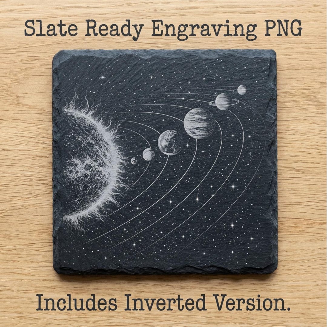 Solar System Slate Engraving PNG Space Laser File Planets Sun Coaster ...