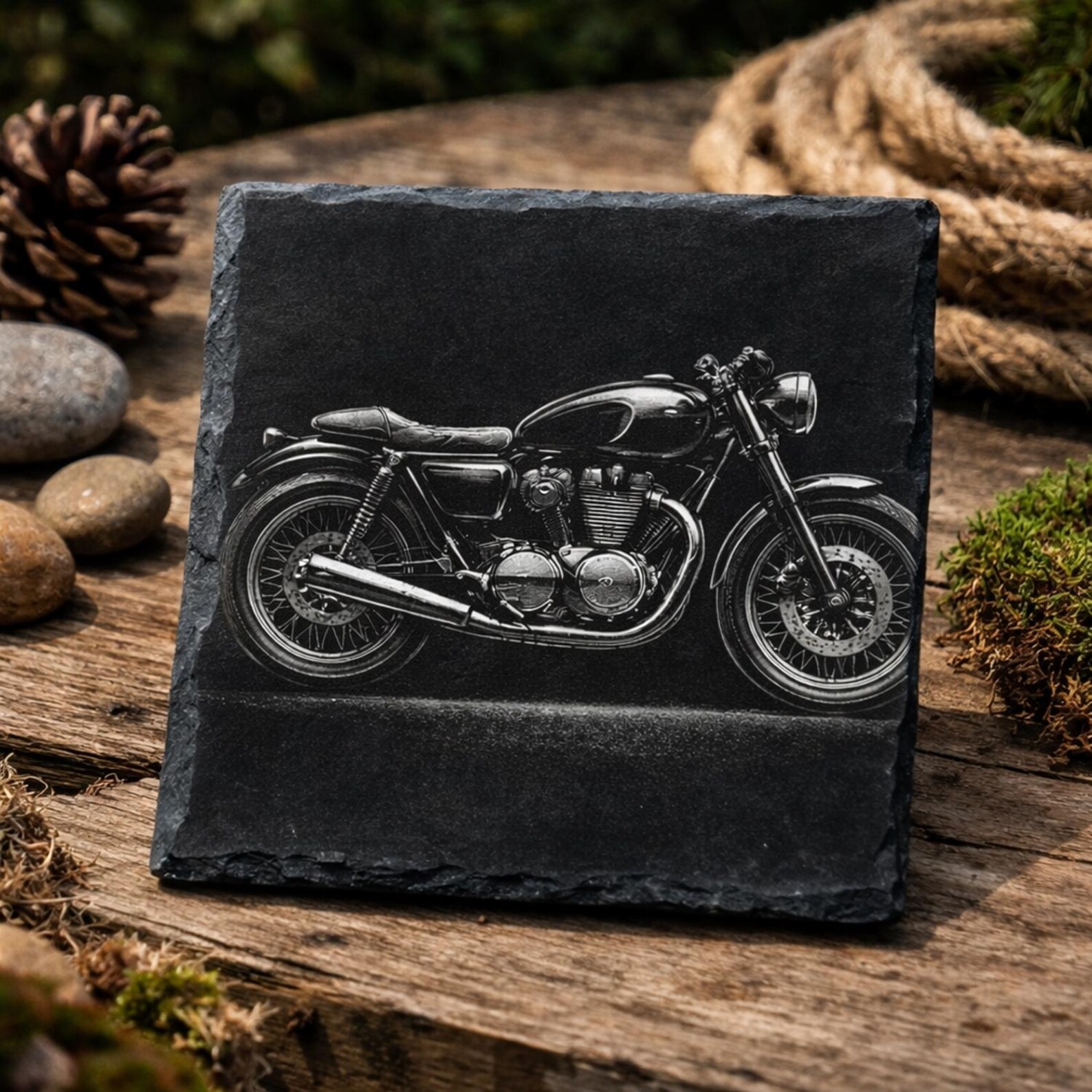 Motorcycle Laser Engraving PNG Bundle Cafe Racer Biker Slate Coaster ...
