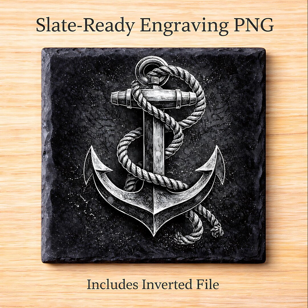Anchor Slate Engraving PNG - Laser File With Inverted Version - Digital ...