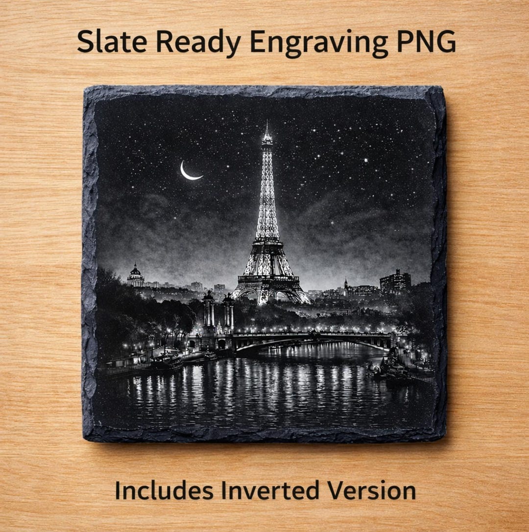 Paris Eiffel Tower Slate Engraving PNG France Seine River Laser File ...