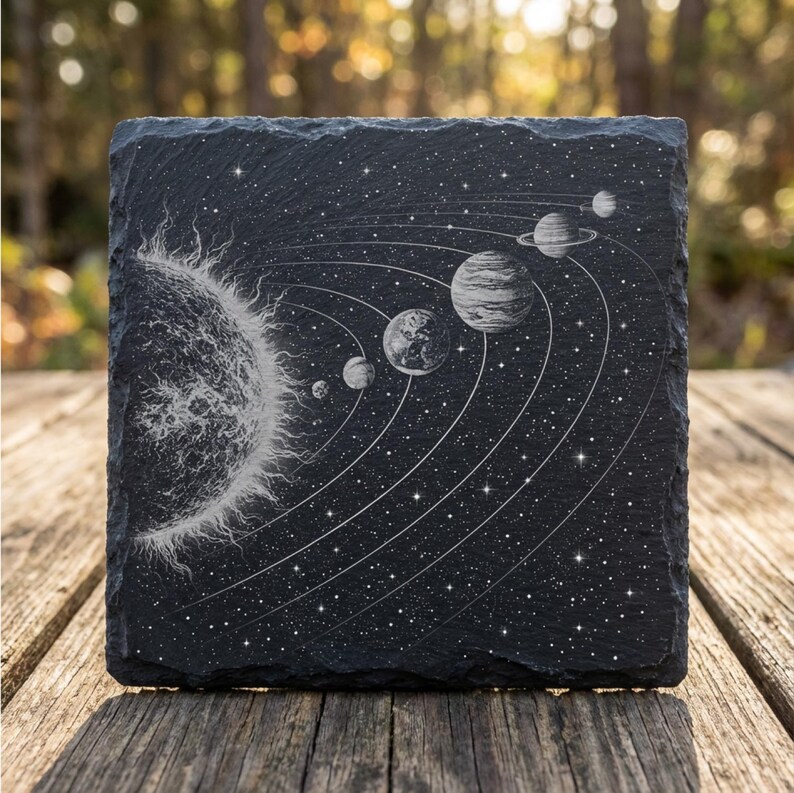 Solar System Slate Engraving PNG Space Laser File Planets Sun Coaster ...