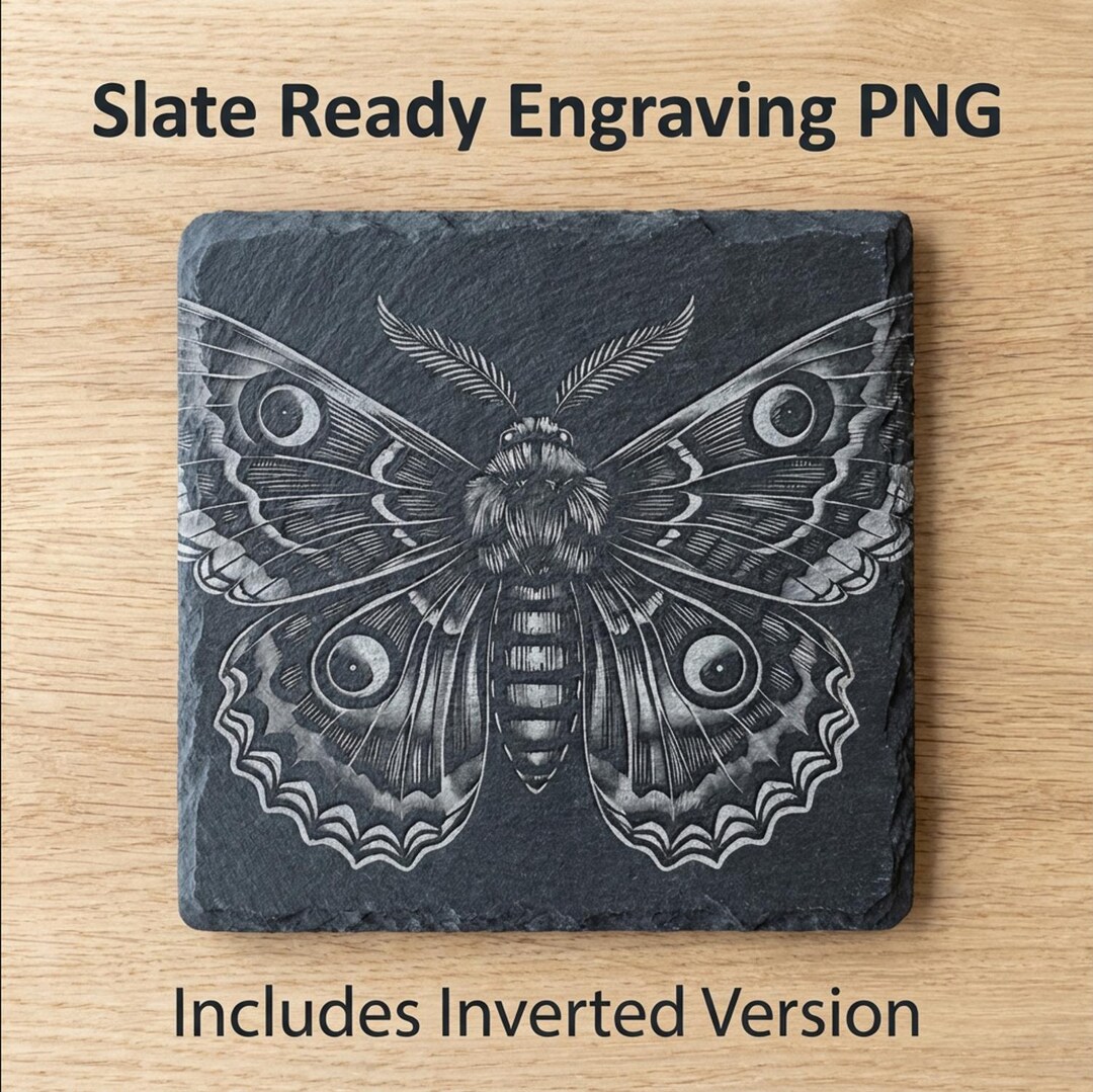 Moth Slate Engraving PNG Insect Laser File Nature Coaster Design ...