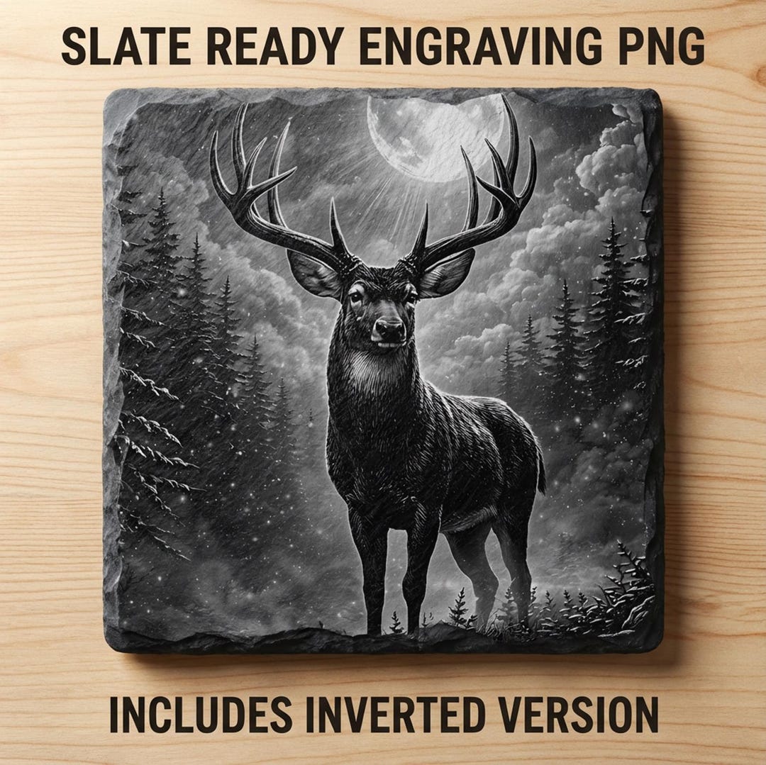 Deer Slate Engraving PNG | Woodland Buck Laser File | Wildlife Coaster ...