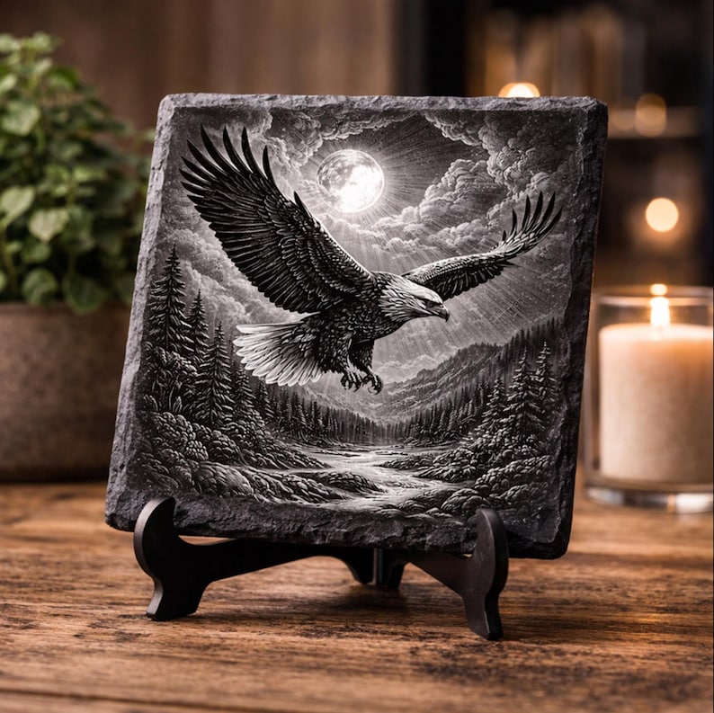 Eagle Slate Coaster Engraving PNG - Laser File With Inverted Version ...