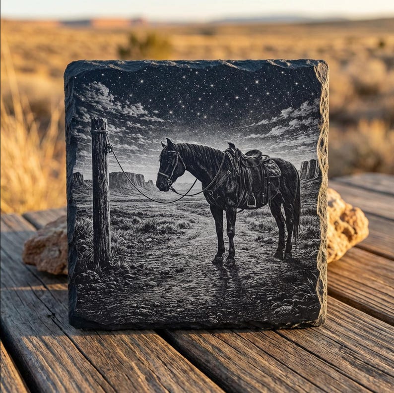 Western Cowboy Slate Coaster Bundle 6 Engraving PNG Laser Files Ranch ...