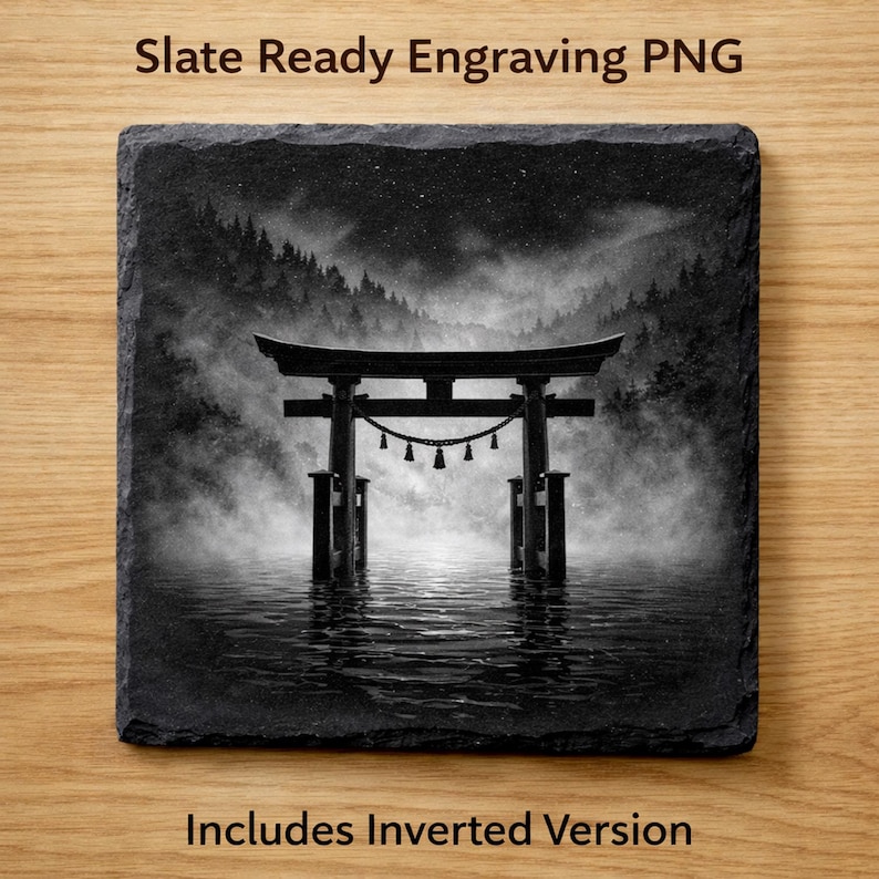 Torii Gate Water Slate Engraving PNG Japanese Shrine Laser File Shinto ...