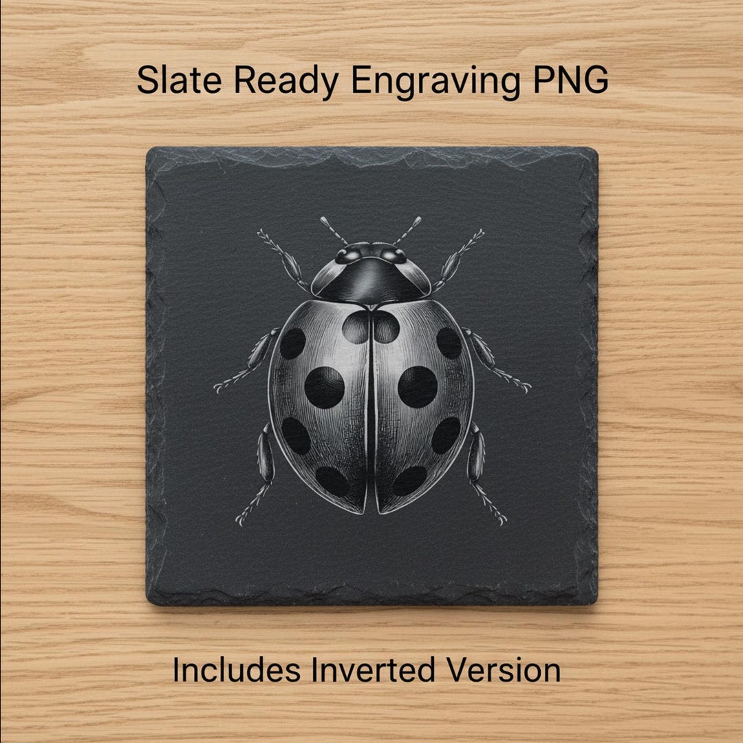 Ladybug Slate Engraving PNG Insect Laser File Nature Coaster Design ...