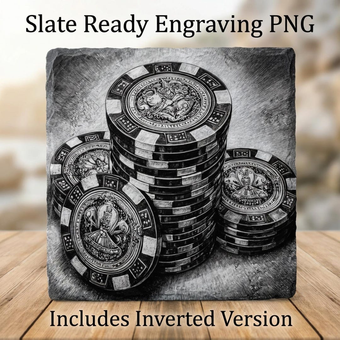 Stacked Poker Chips Art | Slate Coaster PNG | Laser Engraving Digital ...