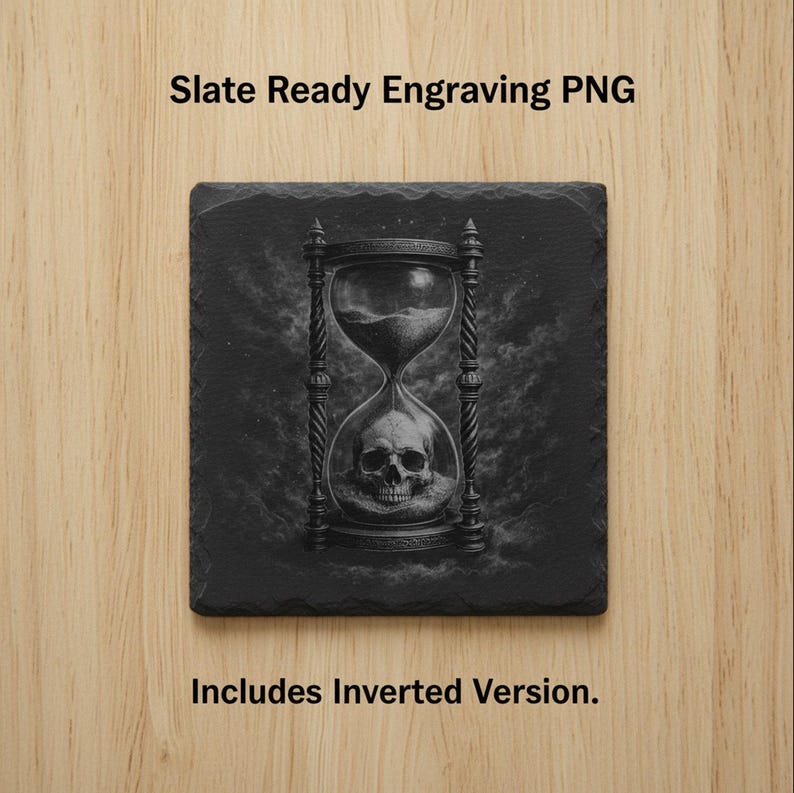 Skull Hourglass Slate Engraving PNG Memento Mori Laser File Gothic ...
