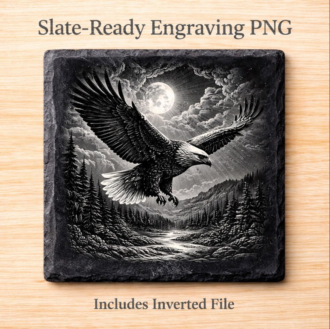Eagle Slate Coaster Engraving PNG - Laser File With Inverted Version ...
