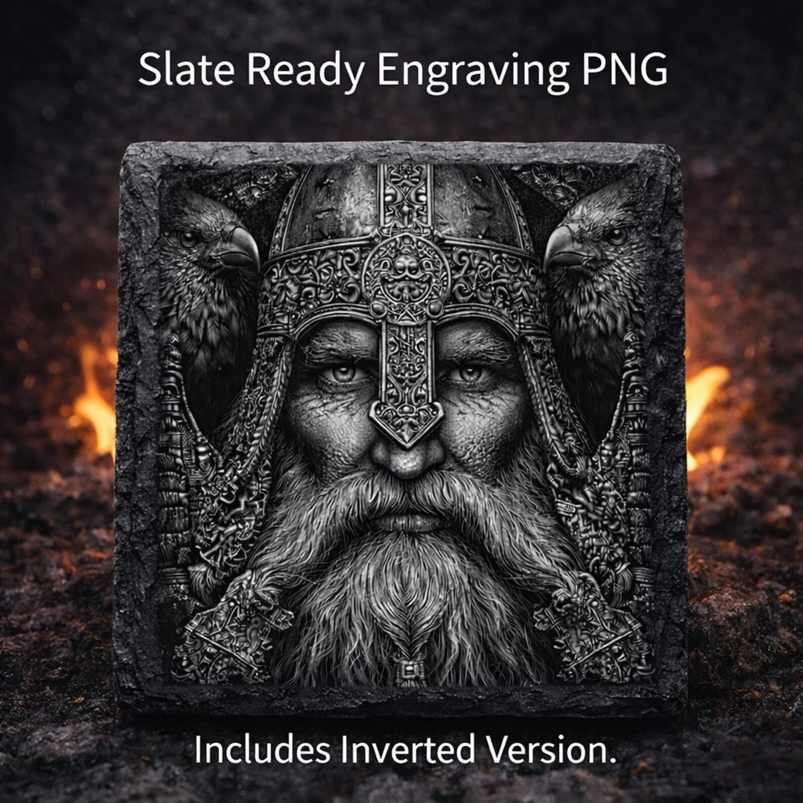 Viking Odin Ravens Slate Engraving PNG Norse Helmet Laser File ...