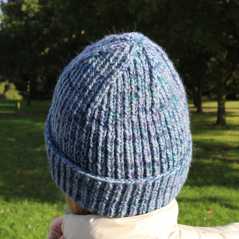 Blue Beanie Knitted Wool Hat Hand Knitted - Etsy