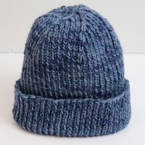 Blue Beanie Knitted Wool Hat Hand Knitted - Etsy