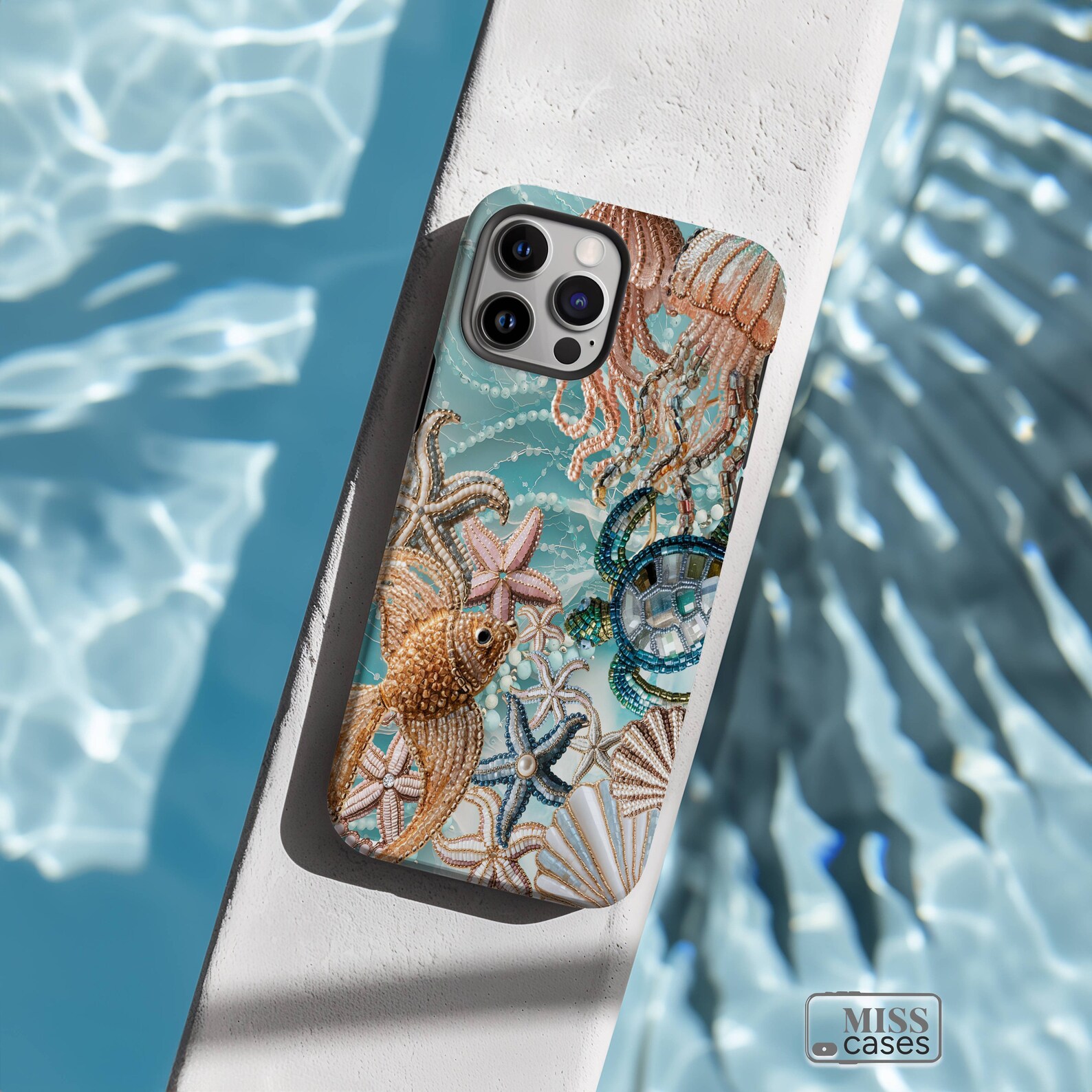 Sea Life Mosaic Phone Case, Beaded Charm Jewellery, Mosaic Print iPhone ...