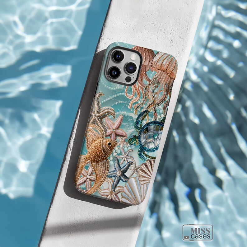 Sea Life Mosaic Phone Case, Beaded Charm Jewellery, Mosaic Print iPhone ...