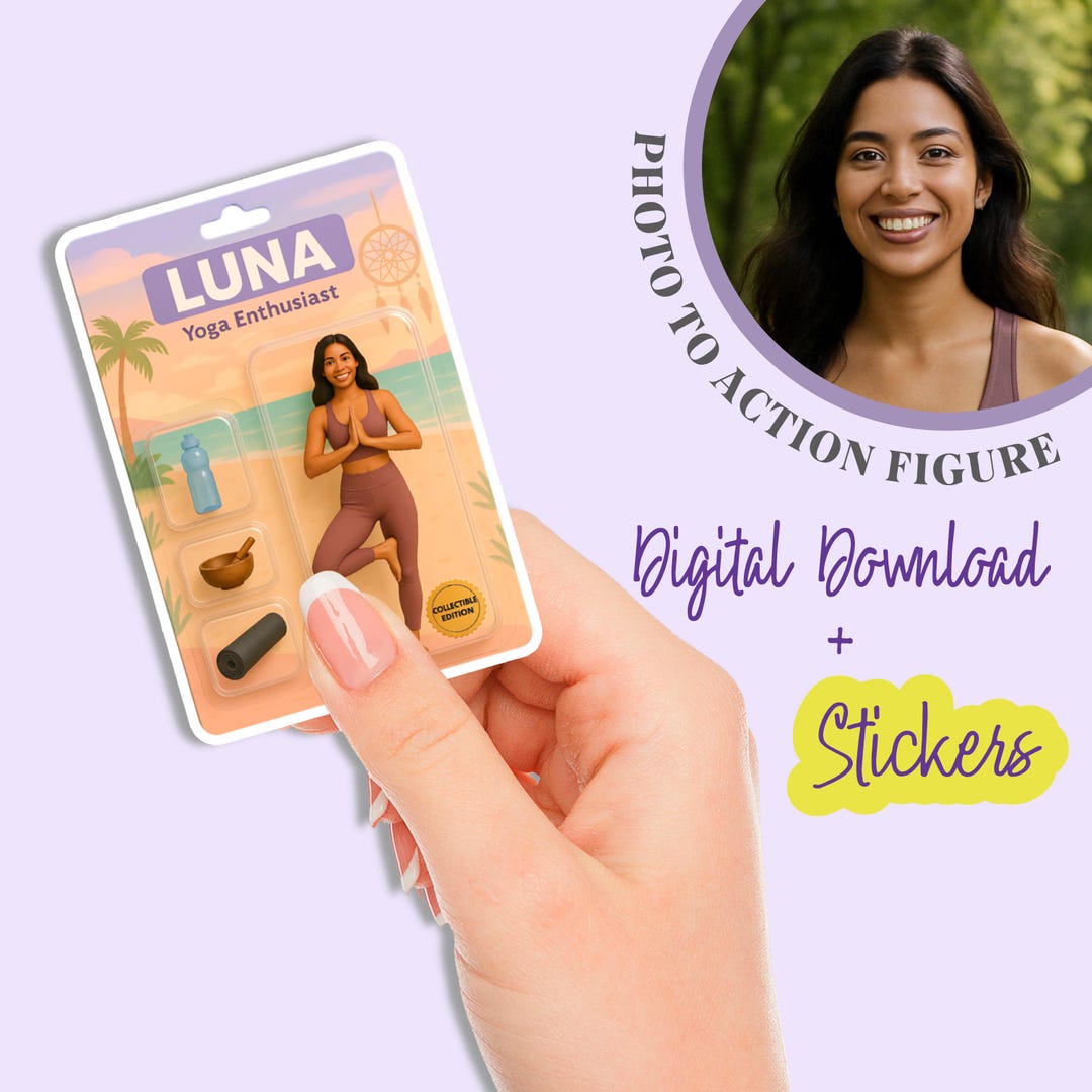 Custom Action Figure Sticker Personalized Toy Box Style Vinyl Decal ...