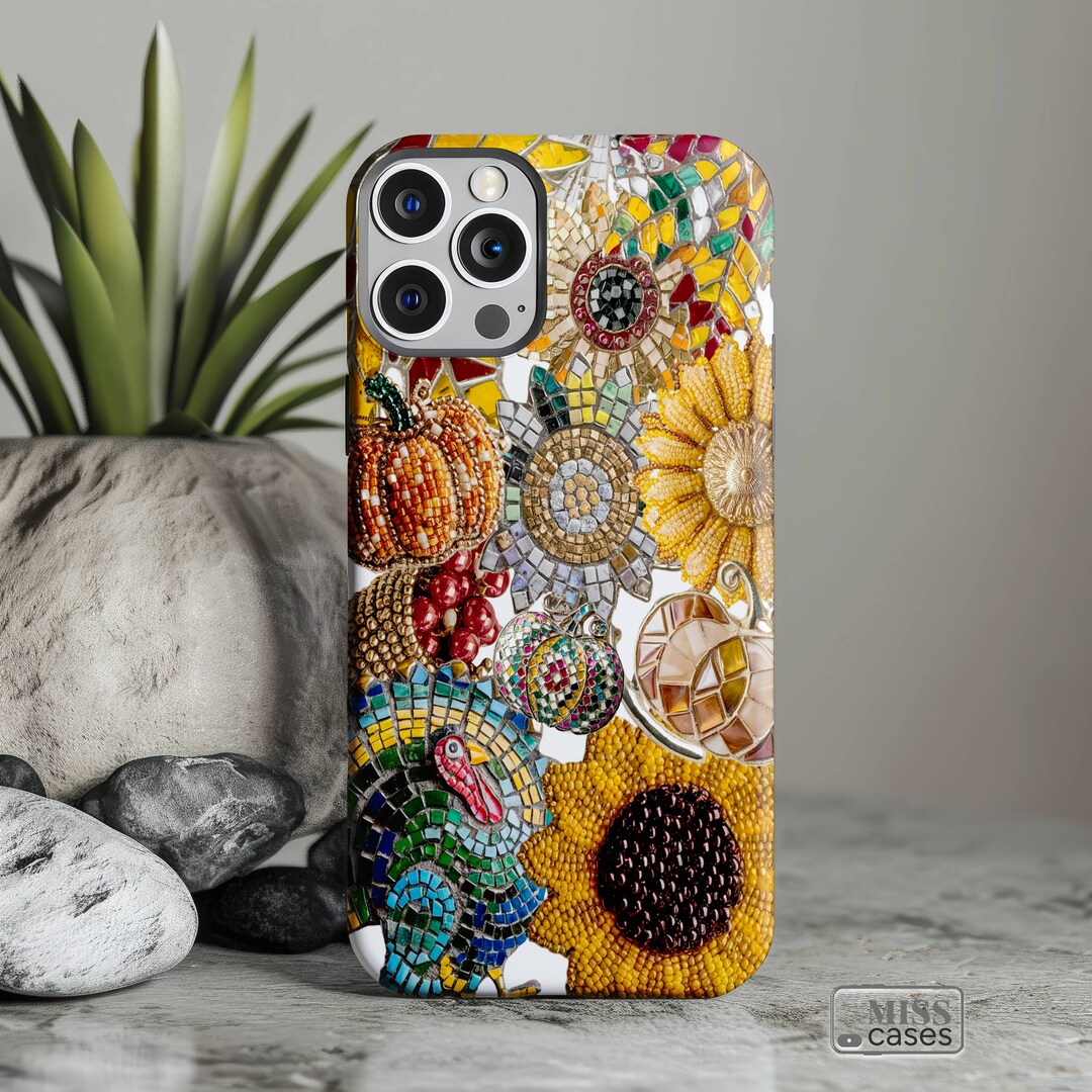 Fall Mosaic Collage Phone Case, Thanksgiving Vintage Charm Print ...