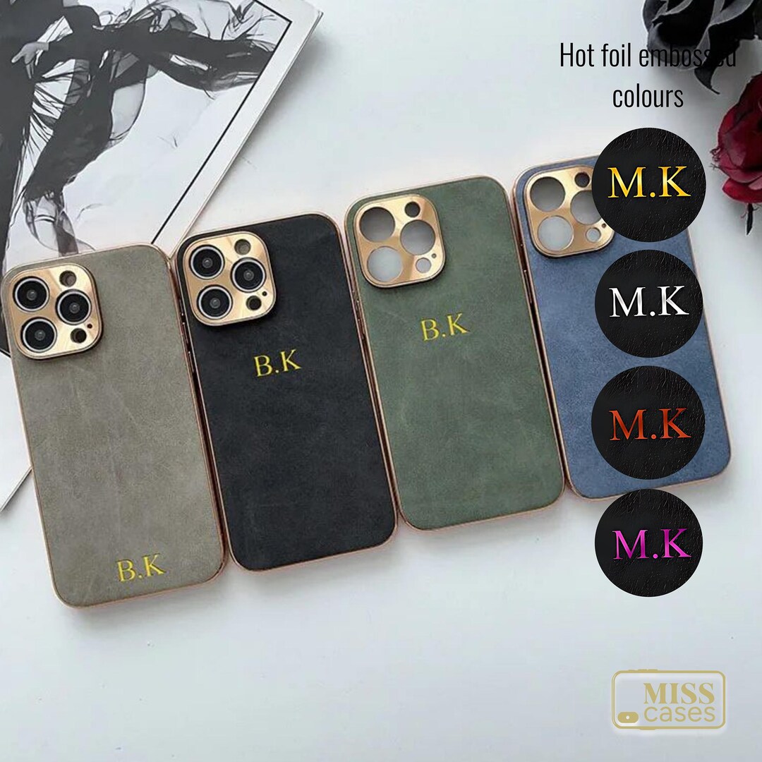 Personalised Suede iPhone 15 Pro Case iPhone 14 13 Pro Max Lambskin PU ...