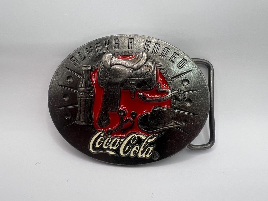Coca Cola Belt Buckle Cowboy Vintage Metal and Enamel - Etsy