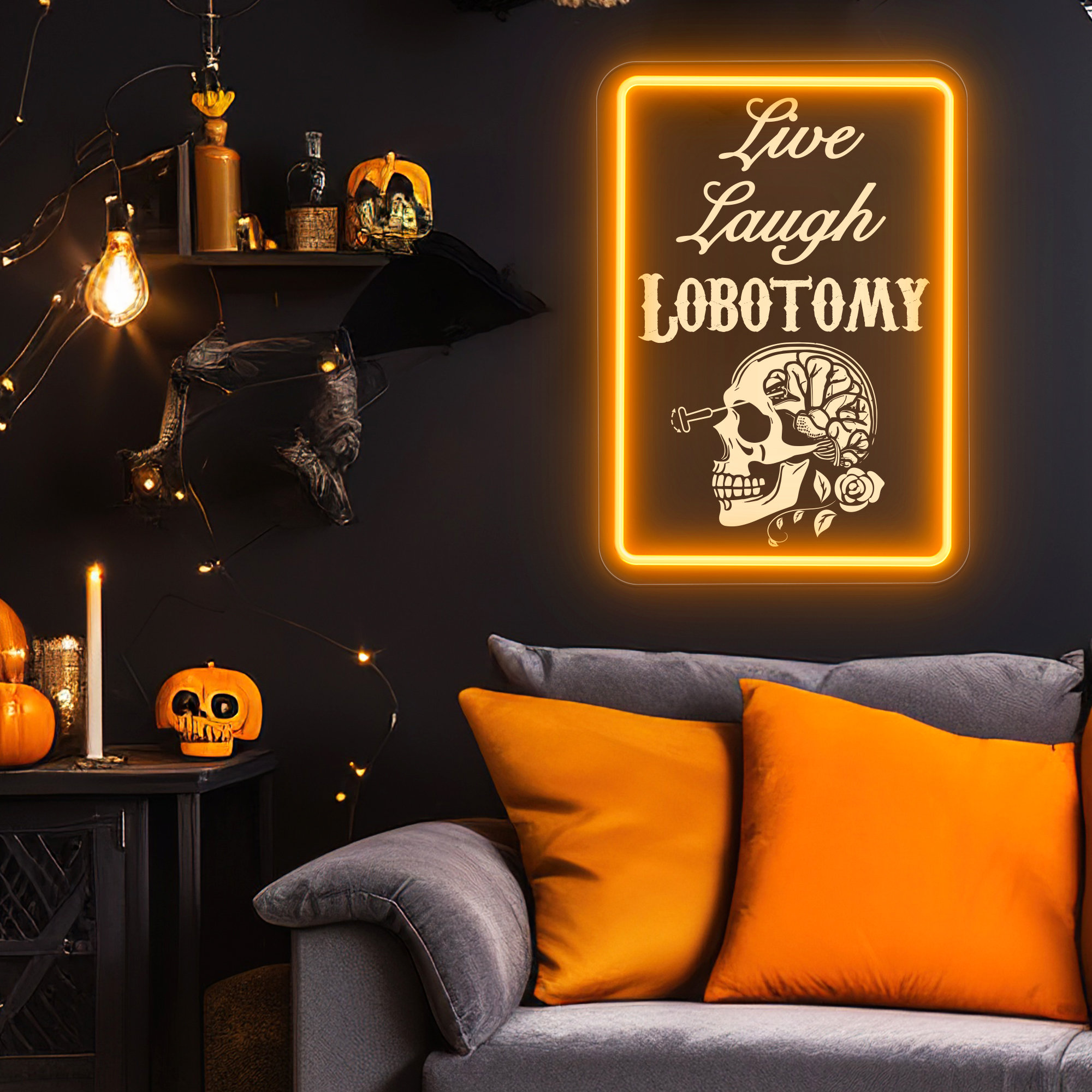 Live Laugh Lobotomy Neon Sign, Halloween Neon Sign, Gothic Home Decor ...