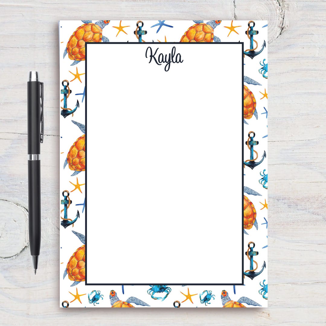 Custom Turtles Notepad, Personalized Stationery, Writing Pad, Gift for ...
