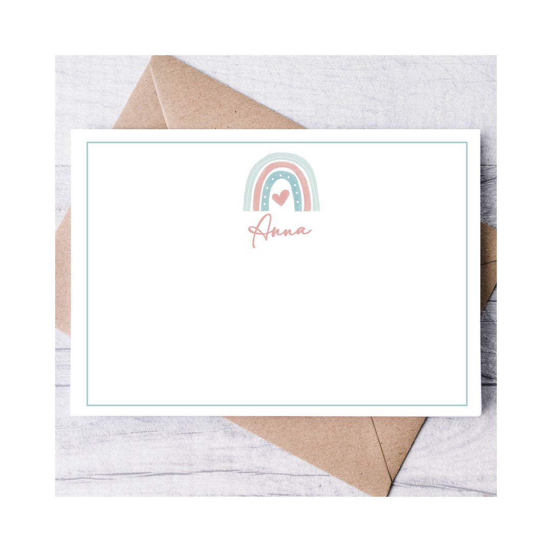 Watercolor Rainbow Personalized Stationery Note Cards, Stationary for ...