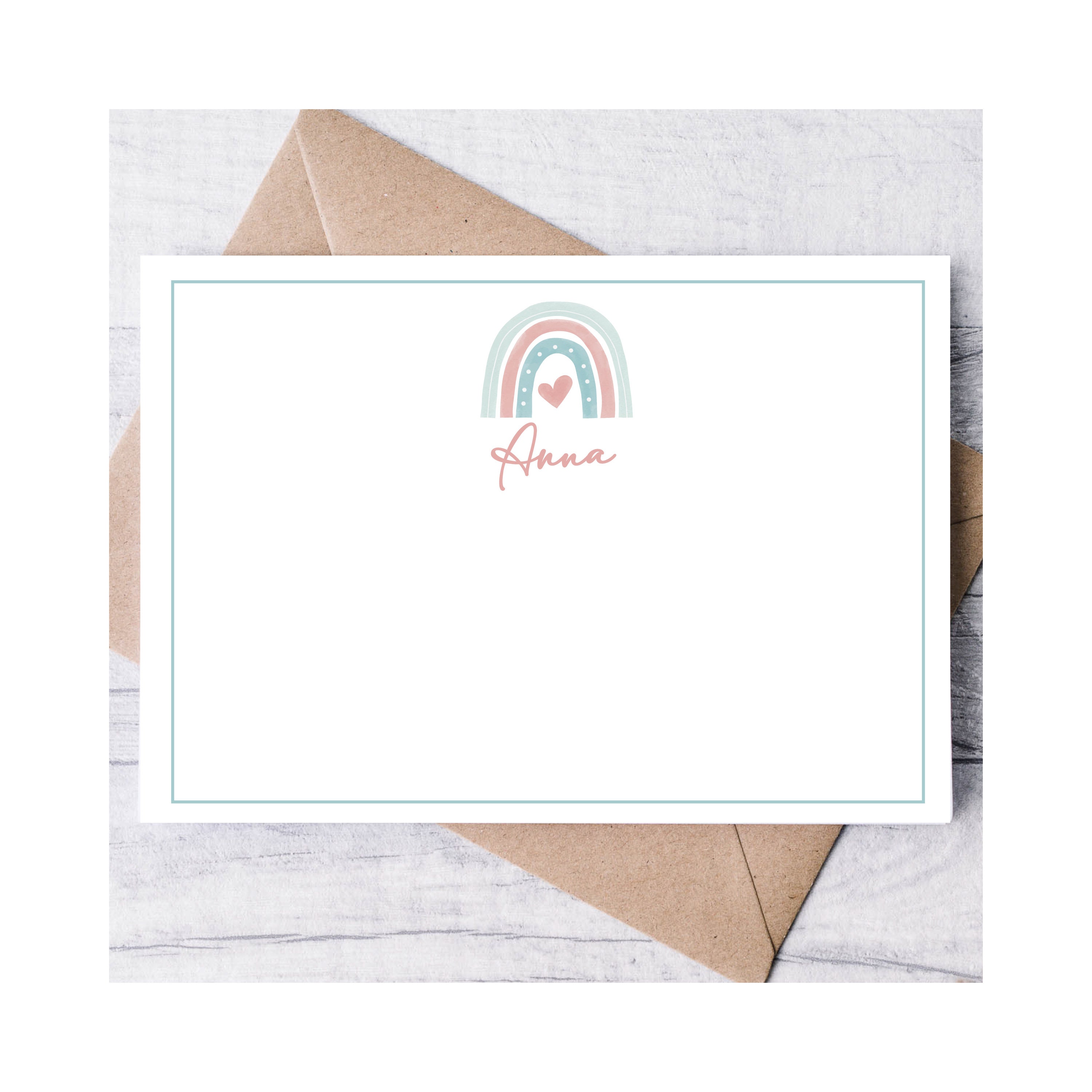 Watercolor Rainbow Personalized Stationery Note Cards, Stationary for ...