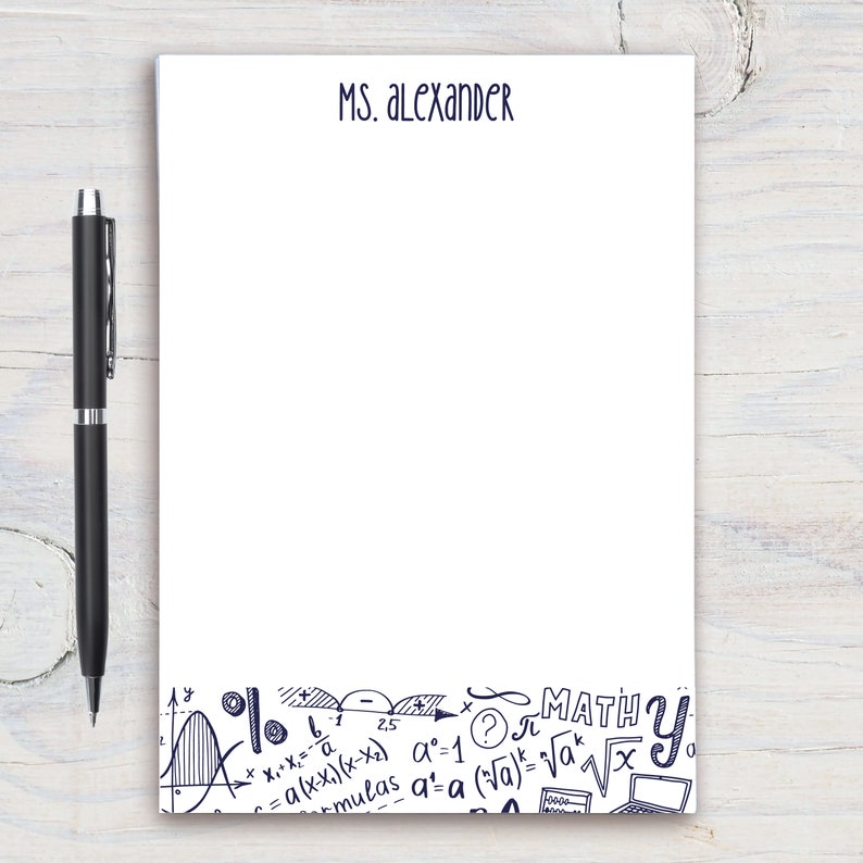 Math Teacher Personalized Notepad, Custom Teacher Notepad, Teacher ...