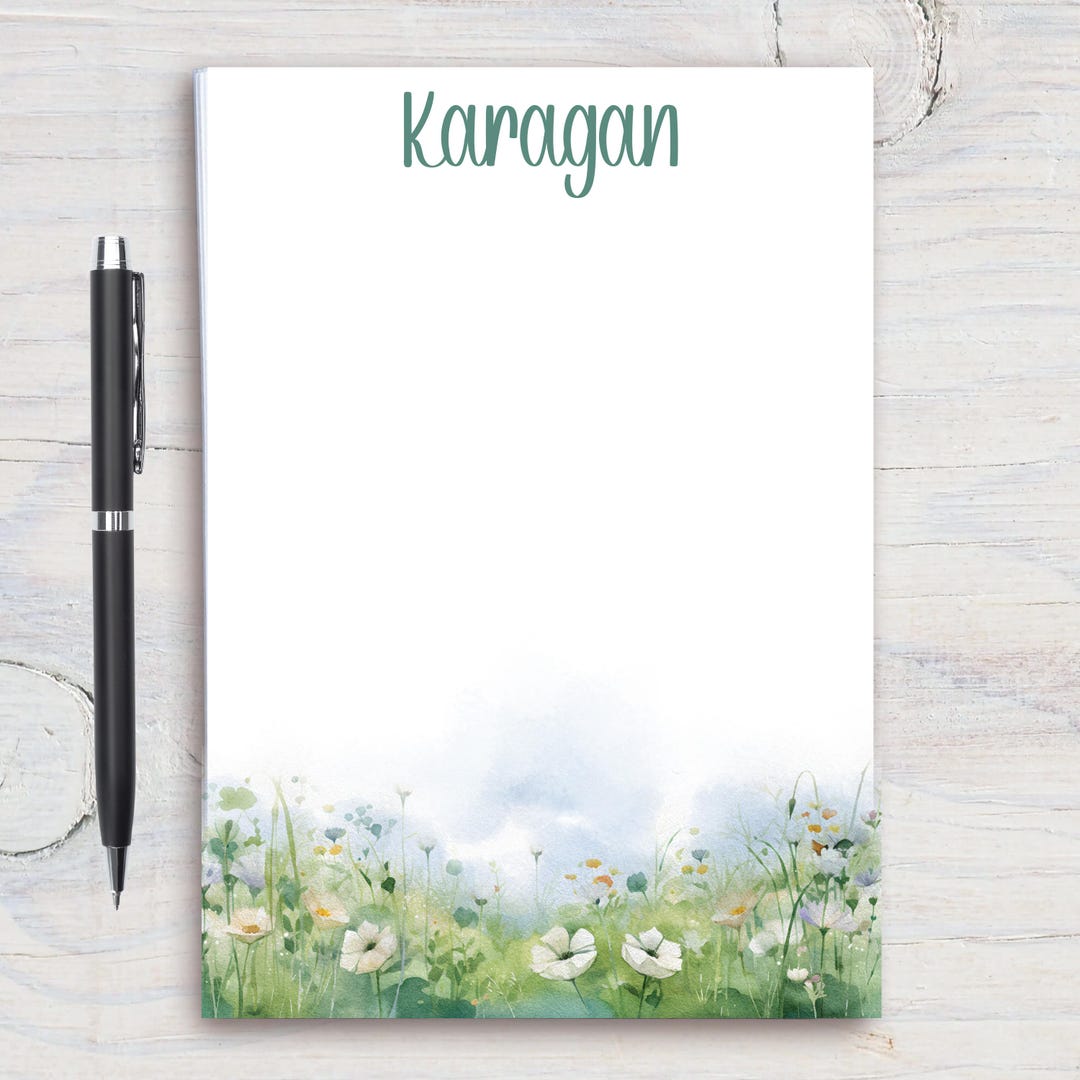 Wildflowers Landscape Personalized Notepad, Custom Notepad ...