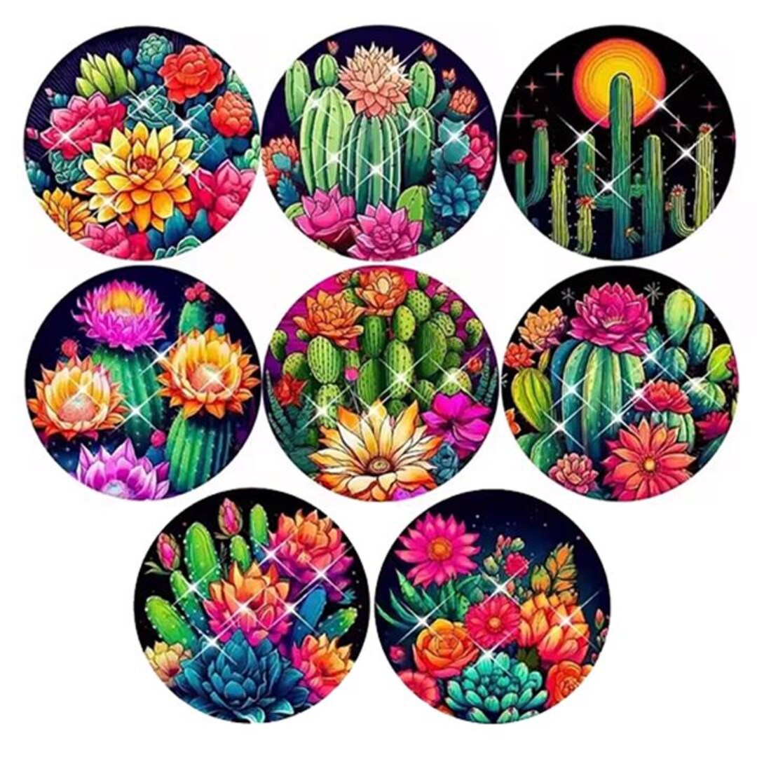 Desert Cactus Diamond Art Coasters Set | Colorful Succulent Floral DIY ...