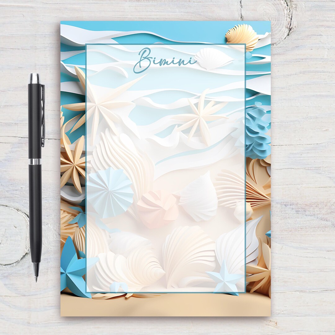 Custom Beach Notepad, Personalized Stationery, Writing Pad, Gift for ...