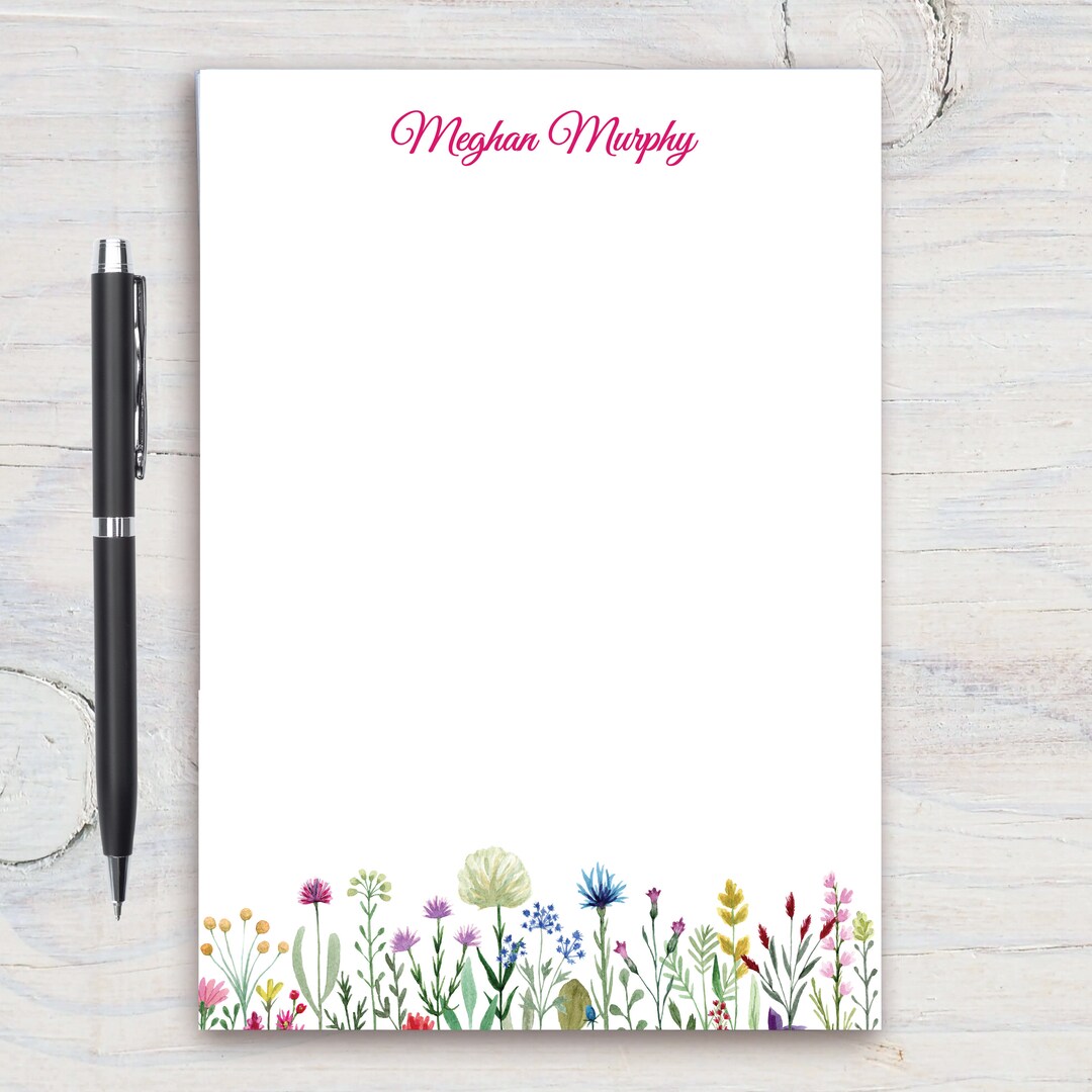 Wildflowers Patterned Personalized Notepad, Custom Notepad ...