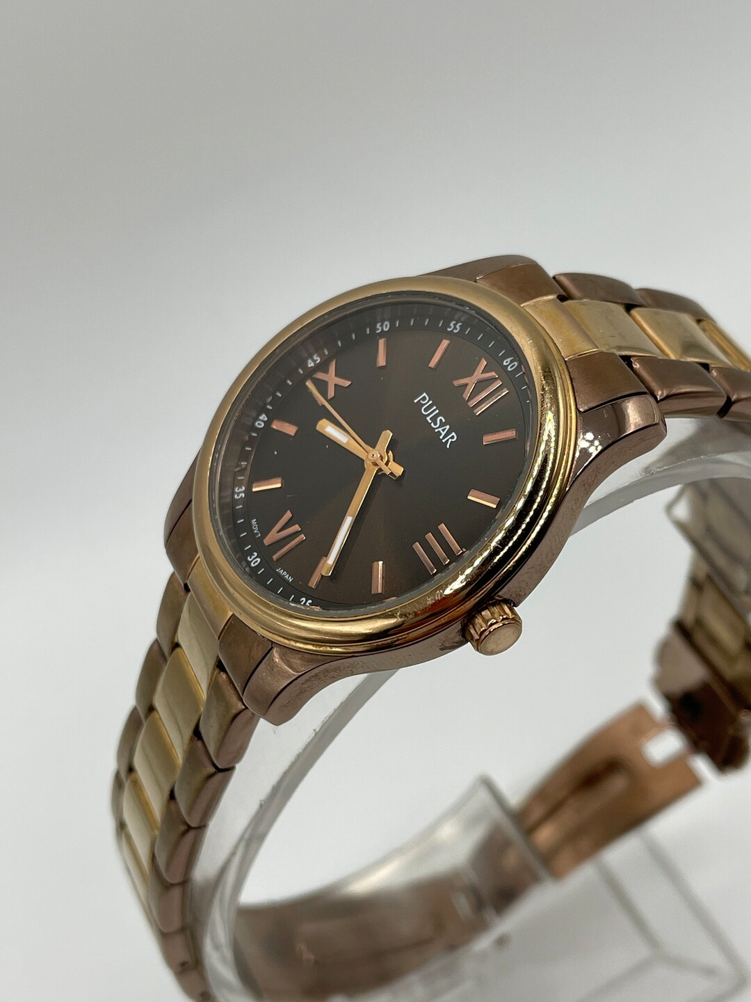 Pulsar by Seiko Rose Gold Tone Brown Dial Unisex Watch Vintage Great ...