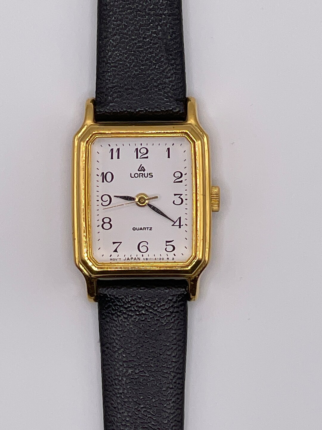 Lorus by Seiko Tank Style Watch Gold Tone Case Stepped Bezel Quarts ...