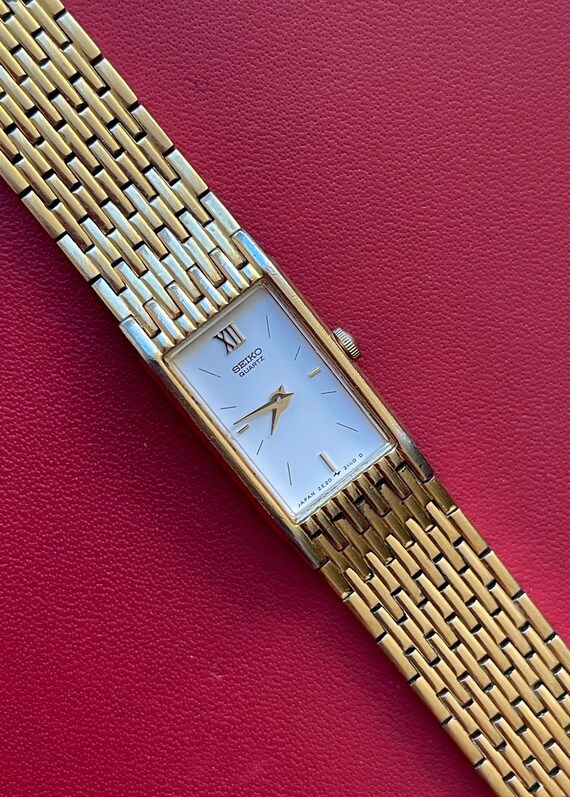 Seiko Vintage Seiko Tank Men's Tank Barrel Gold Black… - Gem