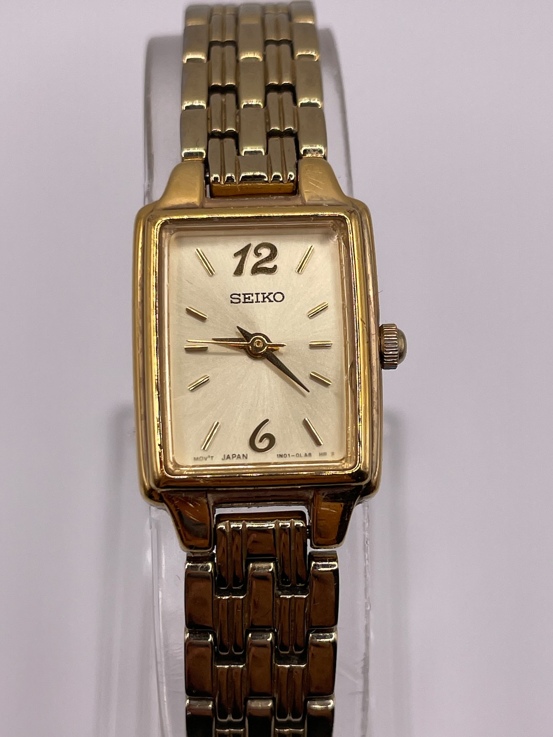 Ladies Seiko Tank Watch Gold Tone Dainty Quartz Movement Vintage Gift ...