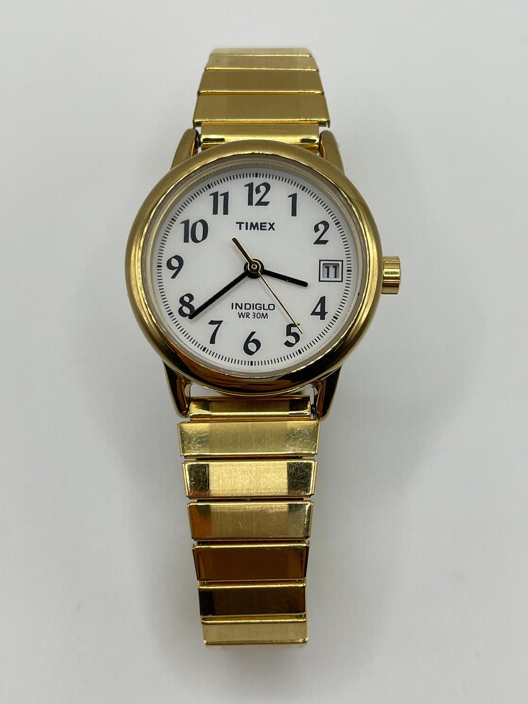 New Old Stock Timex Easy Reader Indiglo Watch 25mm Gold Tone Speidel ...