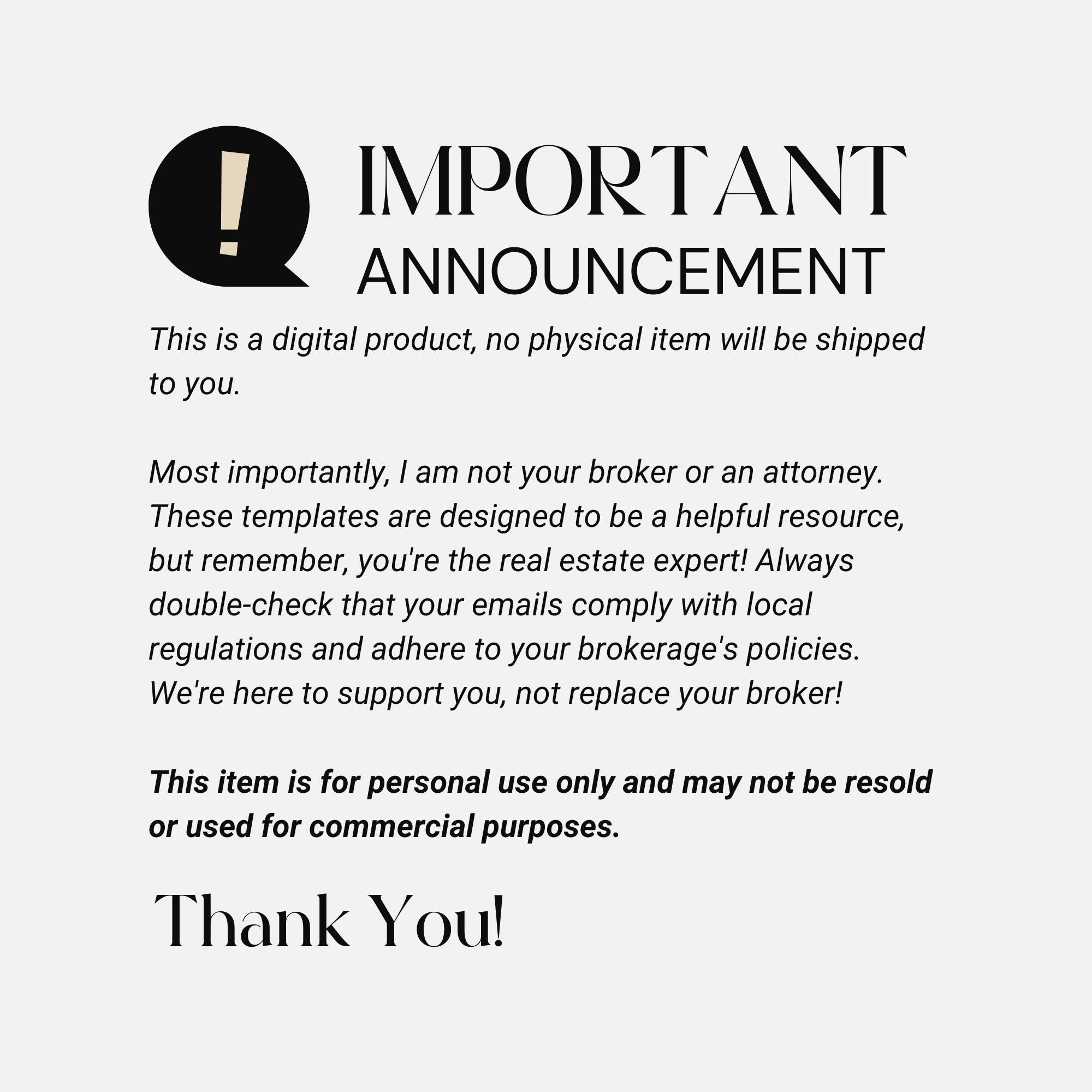 Real Estate Agent Email Templates| Realtor Emails | Real Estate ...