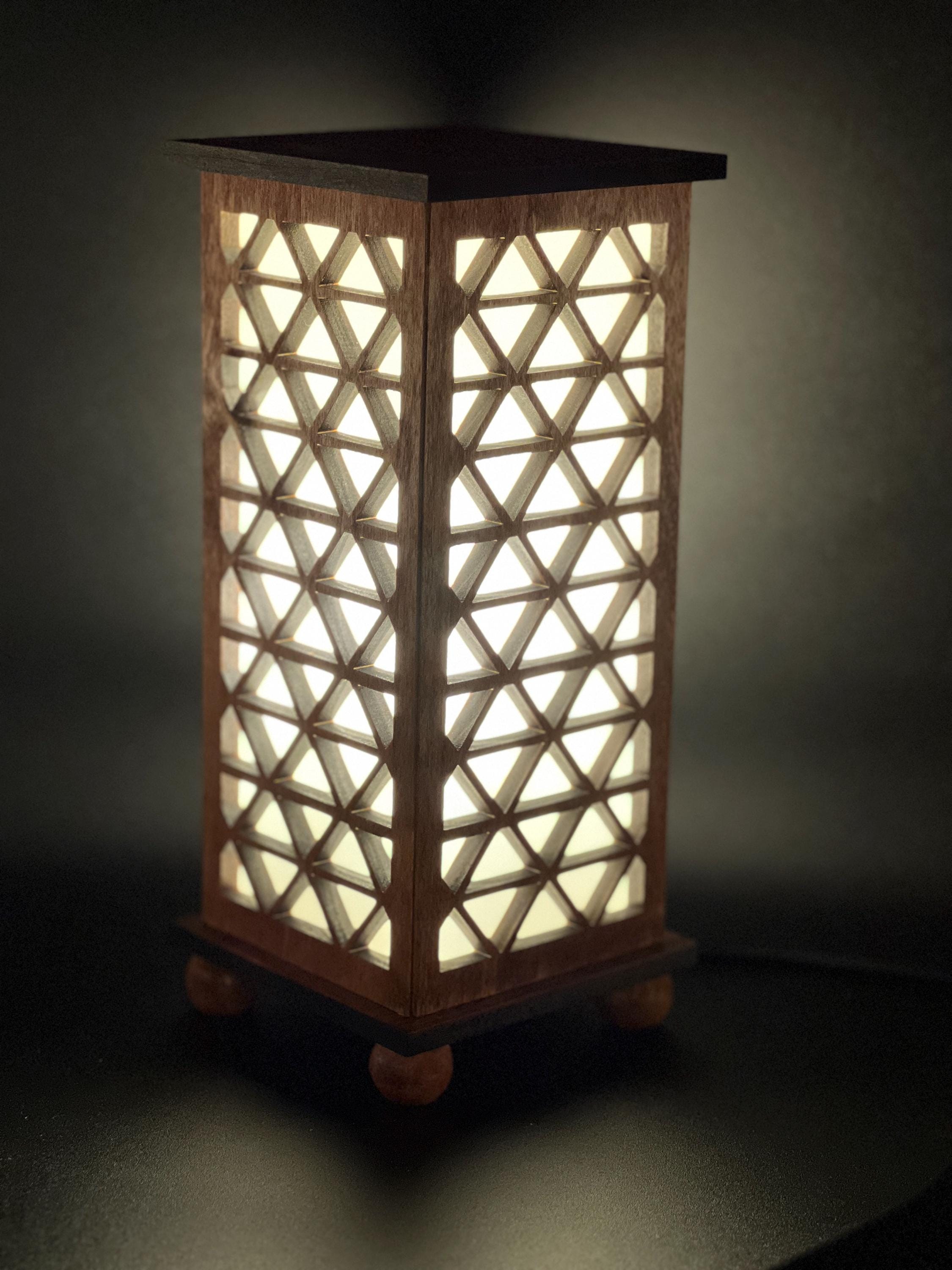 Geometrical Pattern Wood Table Lamp, Light Box, Night Lamp Laser-cut ...