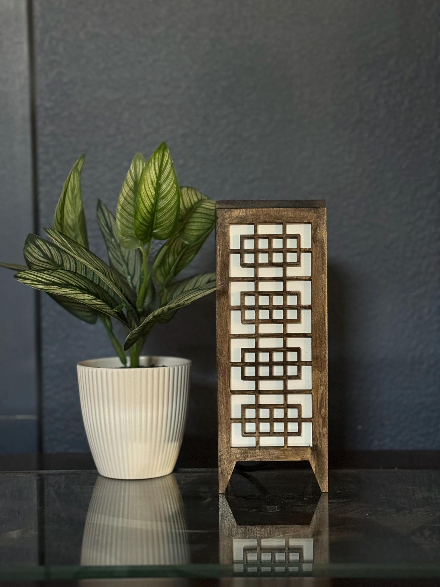 Geometrical Pattern Wood Table Lamp, Light Box, Night Lamp Laser-cut ...
