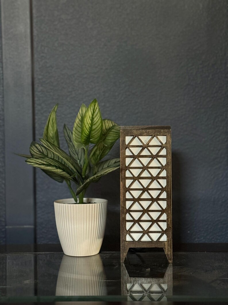 Geometrical Pattern Wood Table Lamp, Light Box, Night Lamp - Laser-cut ...
