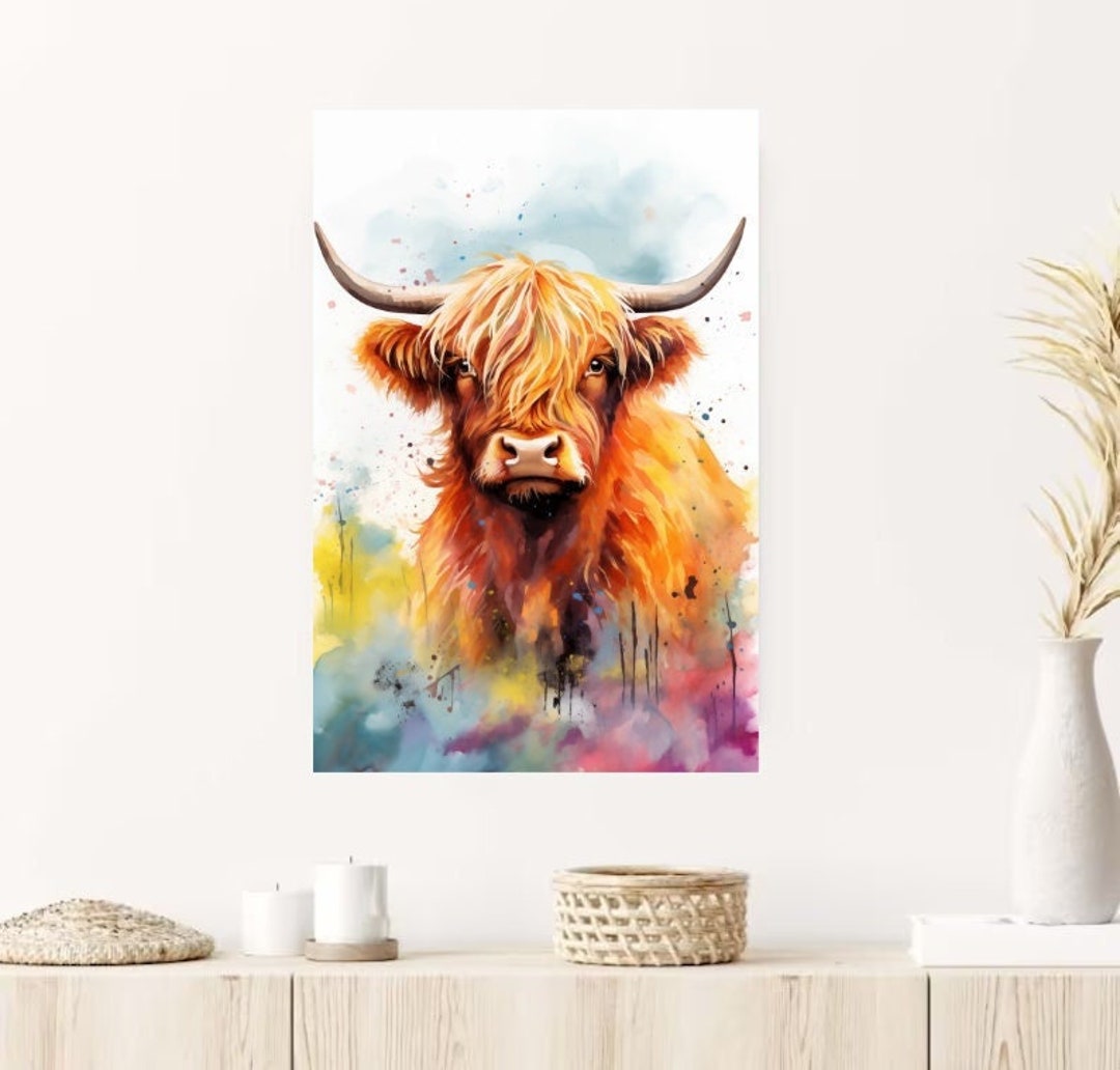 Highland Cow Lovers, Highland Cow Watercolour Style Print, Scottish ...