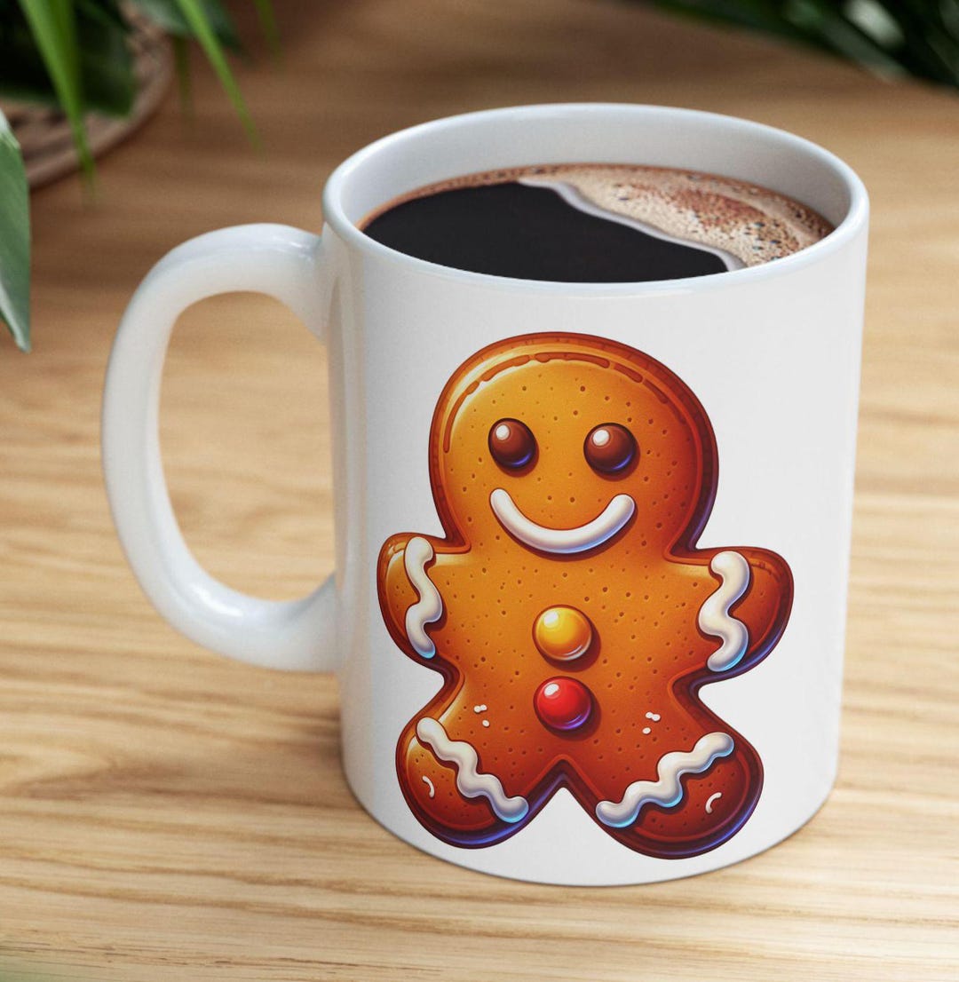 Gingerbread Man Ceramic Mug, Mugsforyourcupboard, Cute Holiday Coffee ...