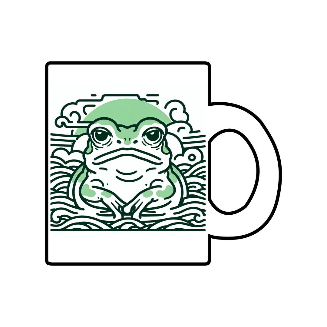 Japanese Frog Design Clear Glass Mug, AI Art, Mugsforyourcupboard ...