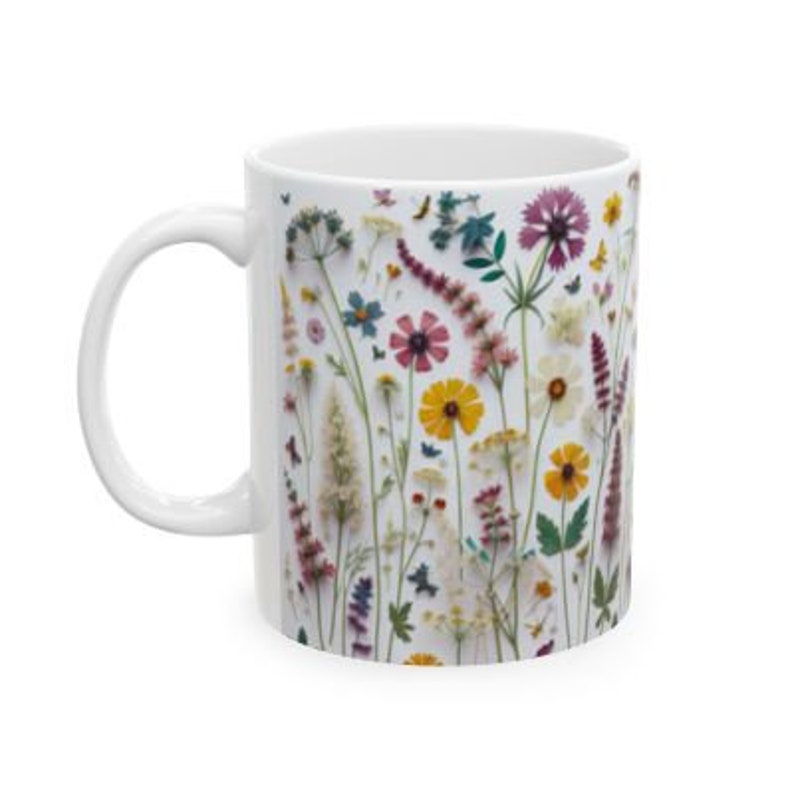 Mugsforyourcupboard AI Art Pressed Botanical Floral Ceramic Mug, Nature ...