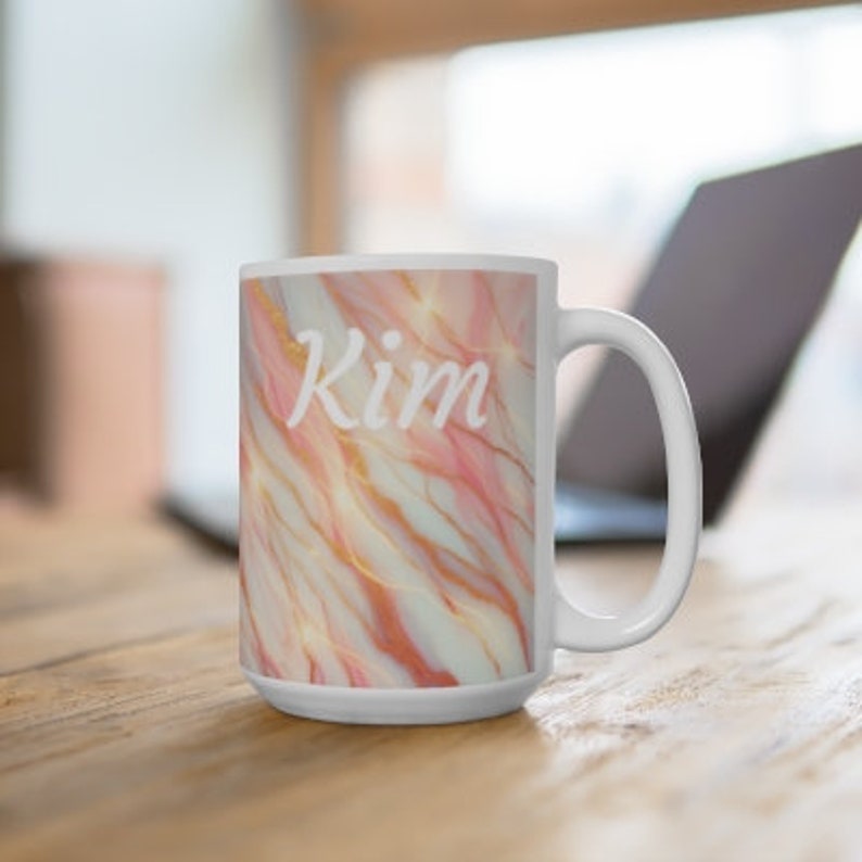 Mugsforyourcupboard AI Art Personalized Pink Marble Mug, Custom Coffee ...
